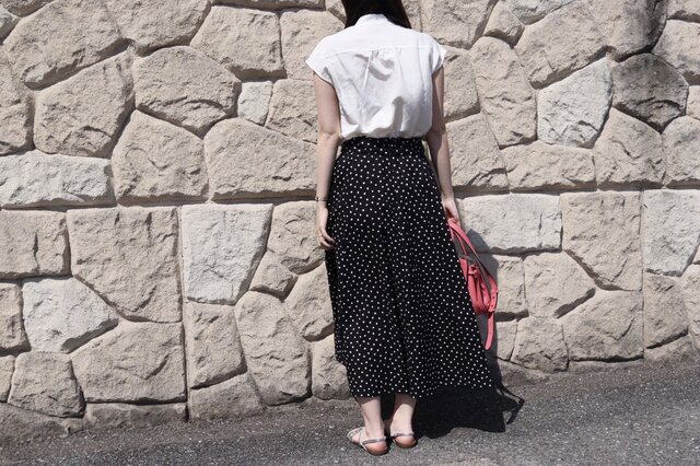 水玉ガーゼの8枚はぎリボンスカート No.211 | iichi 日々の暮らしを心地よくするハンドメイドやアンティークのマーケットプレイス