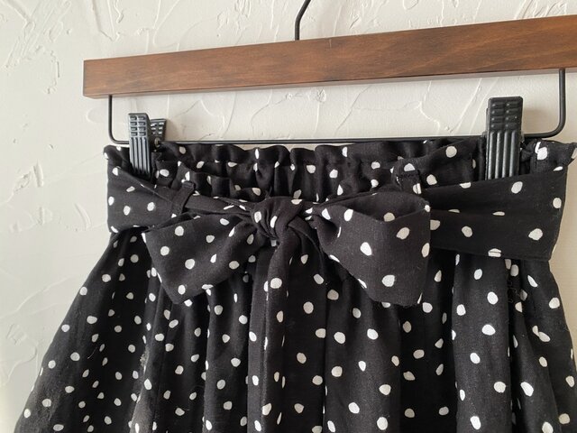 水玉ガーゼの8枚はぎリボンスカート No.211 | iichi 日々の暮らしを心地よくするハンドメイドやアンティークのマーケットプレイス