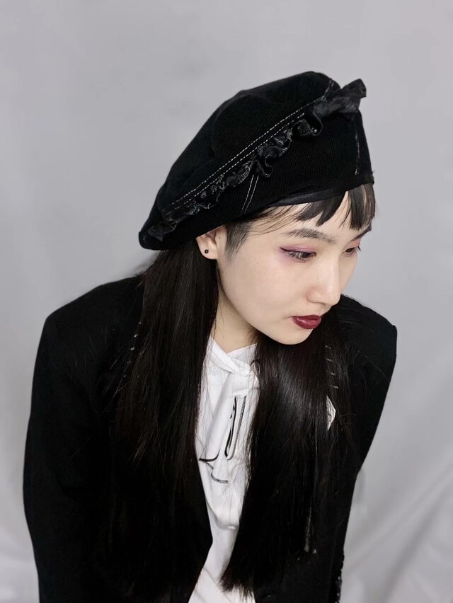 Ribbon gather beret beret meikeiin handmade | iichi ハンドメイド・クラフト作品・手仕事品の通販