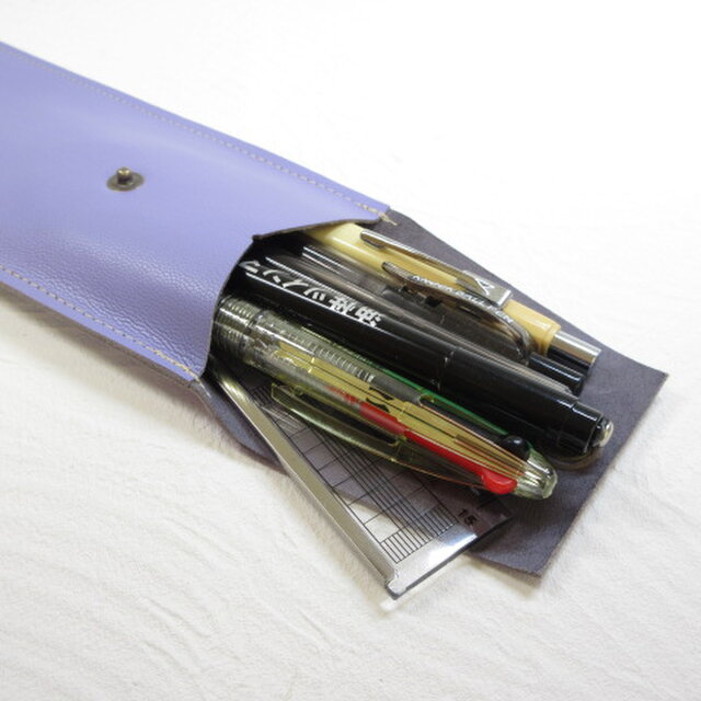 ゴートスキン・フラットペンケース・パステルパープル・ソフトシュリンク・0111 | iichi ハンドメイド・クラフト作品・手仕事品の通販