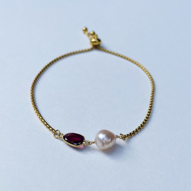 color stoneスライド式ブレスレット PG | iichi ハンドメイド・クラフト作品・手仕事品の通販