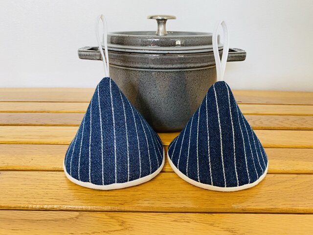 2個セット★三角鍋つかみ★staub ミトン 和柄 鍋つかみ ストウブ 昭和レトロ | iichi ハンドメイド・クラフト作品・手仕事品の通販