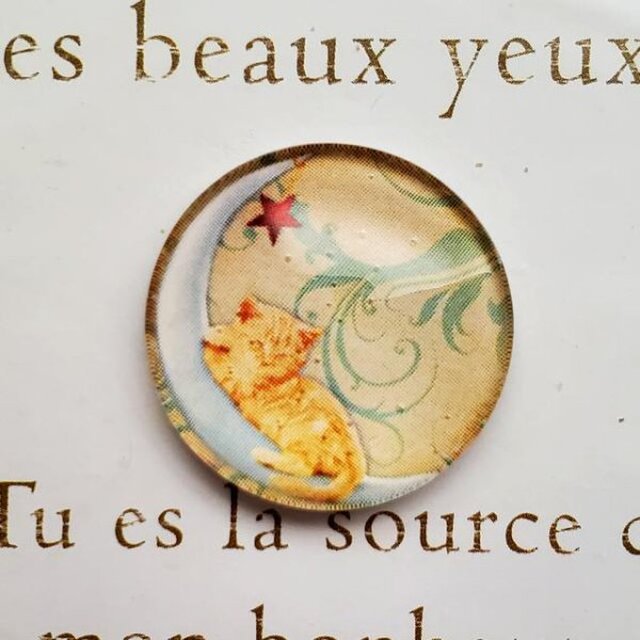 ねこ(17) ガラスカボション 25mm アンティーク調 ハンドメイド | iichi ハンドメイド・クラフト作品・手仕事品の通販