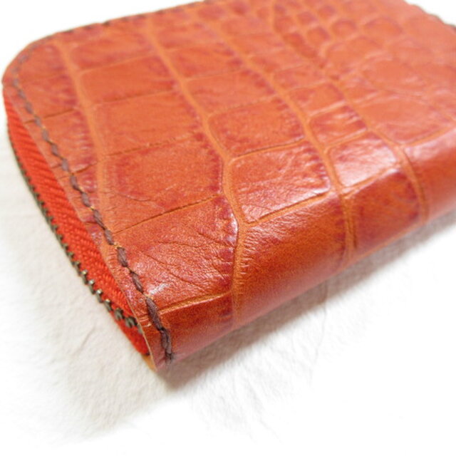 牛革・スリムタイプ・L字ファスナー・コインケース・型押しクロコ・0011 | iichi ハンドメイド・クラフト作品・手仕事品の通販