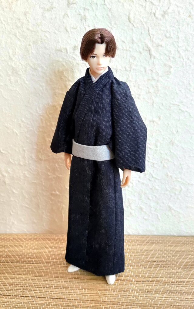 「浮き世の小雨」28cm男子ドール着物＆羽織り | iichi ハンドメイド・クラフト作品・手仕事品の通販