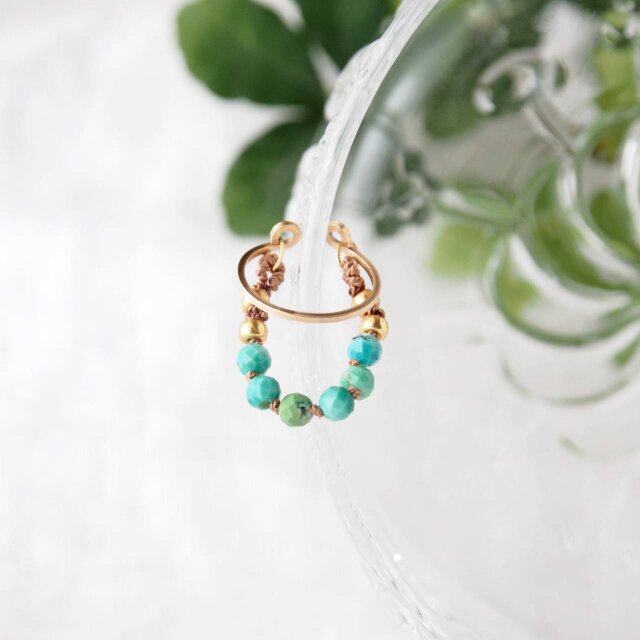 Circle W Cuff -片耳-（Turquoise） | iichi ハンドメイド・クラフト作品・手仕事品の通販
