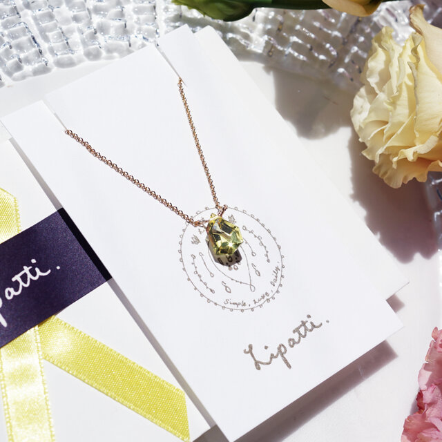 極上発色★レモンクォーツのラフファセットカットネックレス ～Marie | iichi ハンドメイド・クラフト作品・手仕事品の通販