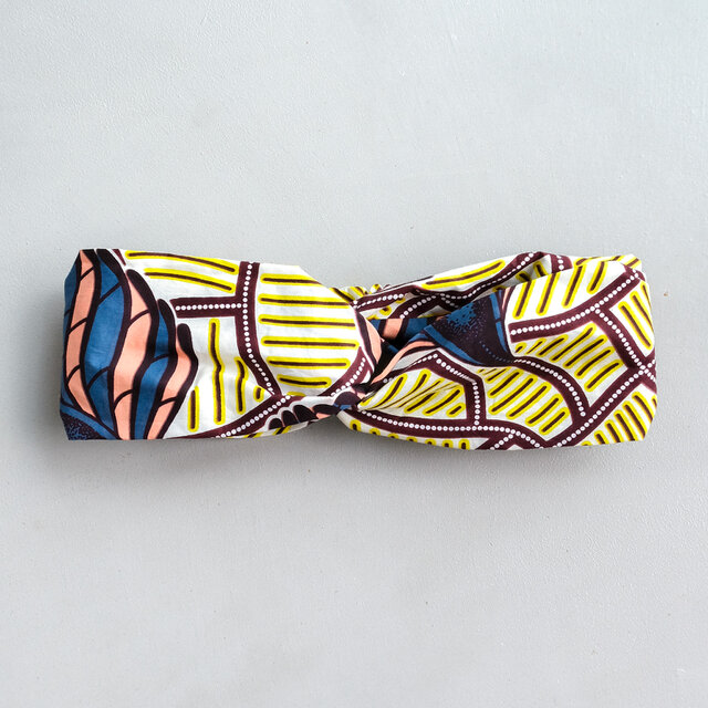 アフリカンワックスプリント クロスヘアバンド Feather Fan | iichi ハンドメイド・クラフト作品・手仕事品の通販