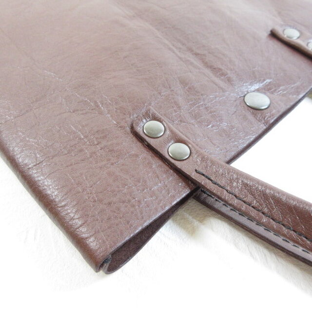 《牛革》ちょい持ちミニトート♪ダークブラウン・ソフトレザー・ワンレザー仕上げ・0322 | iichi ハンドメイド・クラフト作品・手仕事品の通販