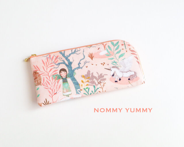 L字ファスナー長財布 妖精の森 ピーチ ＊441＊ | iichi ハンドメイド・クラフト作品・手仕事品の通販