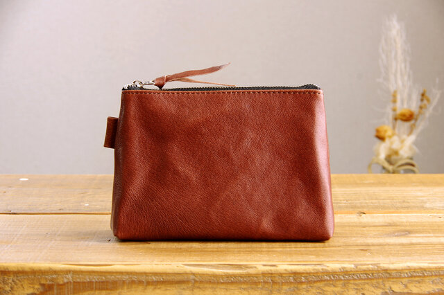 《RUSSETY》スクエアポーチ Regular チョコ | iichi ハンドメイド・クラフト作品・手仕事品の通販