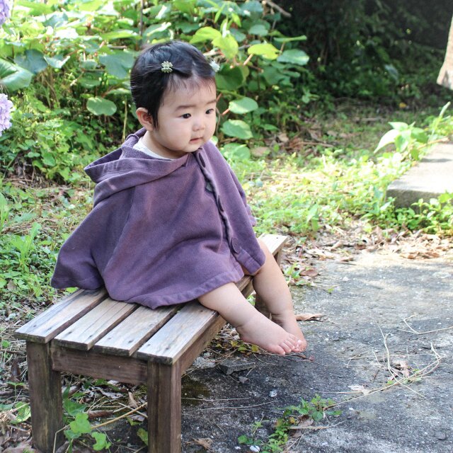 草木染＊ほほえみponcho 五倍子×インド茜染め〔紅藤色〕 | iichi ハンドメイド・クラフト作品・手仕事品の通販