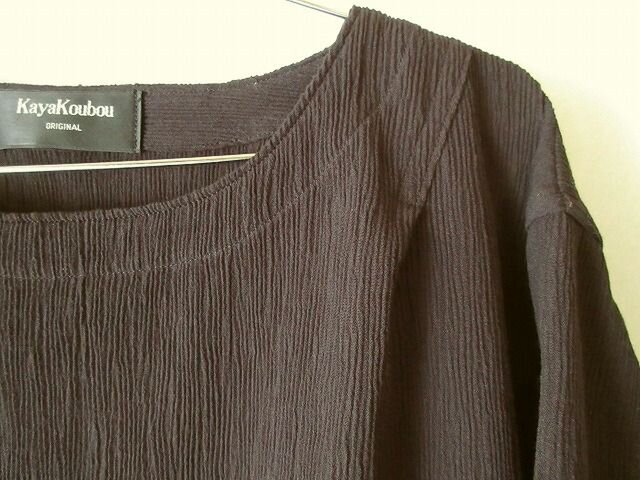 1）Tシャツ型ブラウス・黒楊柳・着丈77cm | iichi ハンドメイド・クラフト作品・手仕事品の通販