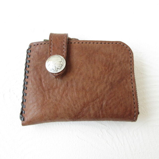 ワンオフ・極厚シュリンクレザー・ベルト付き・L字ショートウォレット・0343 | iichi ハンドメイド・クラフト作品・手仕事品の通販