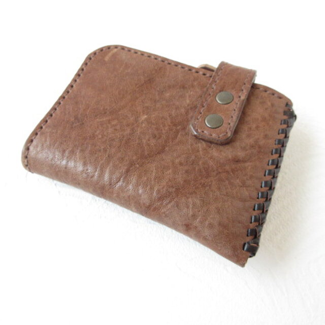 ワンオフ・極厚シュリンクレザー・ベルト付き・L字ショートウォレット・0343 | iichi ハンドメイド・クラフト作品・手仕事品の通販
