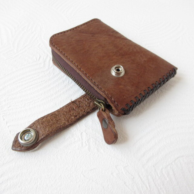 ワンオフ・極厚シュリンクレザー・ベルト付き・L字ショートウォレット・0343 | iichi ハンドメイド・クラフト作品・手仕事品の通販
