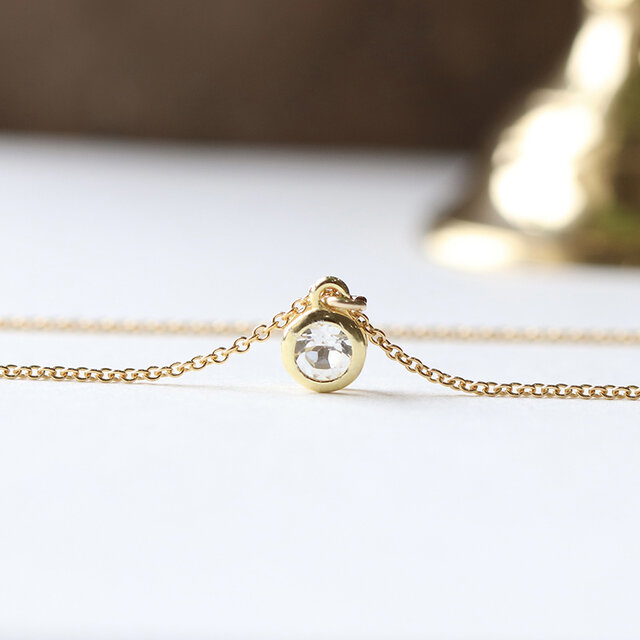 14Kgf ホワイトトパーズ 1粒ネックレス --Shine-- | iichi ハンドメイド・クラフト作品・手仕事品の通販