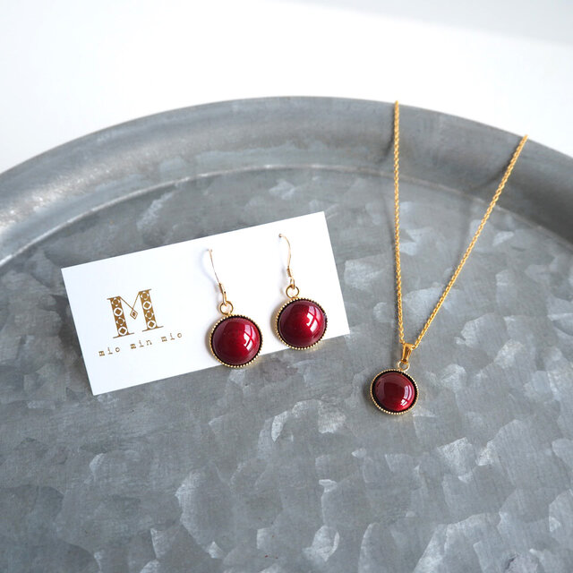 七宝焼 14kgf Mini Circleピアス ~Ruby~ | iichi ハンドメイド・クラフト作品・手仕事品の通販