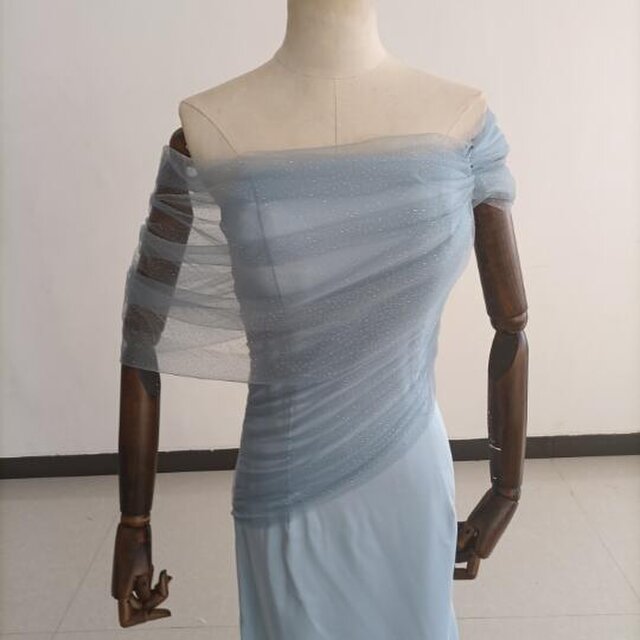 高品質！ イブニングドレス 青/ブルー マーメイドライン 優雅なシルエット ファ | iichi ハンドメイド・クラフト作品・手仕事品の通販