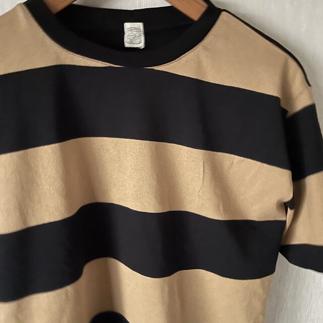 半袖ボーダーTシャツ モカ茶×黒M～L | iichi ハンドメイド・クラフト作品・手仕事品の通販