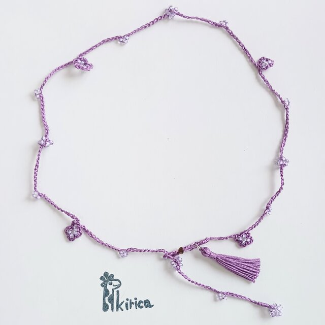 蔦に咲いた花と実のチョーカー・アンクレット2本組(#1010) | iichi ハンドメイド・クラフト作品・手仕事品の通販