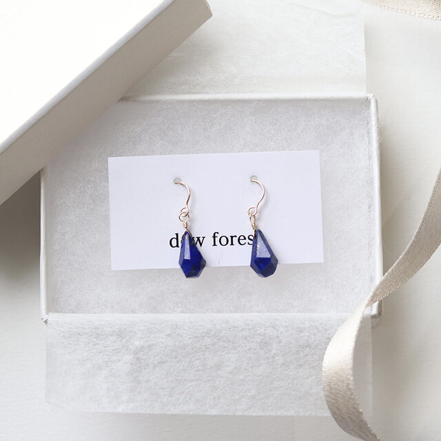 14Kgf ラピスラズリ ラフドロップ ピアス/イヤリング --Blue drops-- | iichi ハンドメイド・クラフト作品・手仕事品の通販