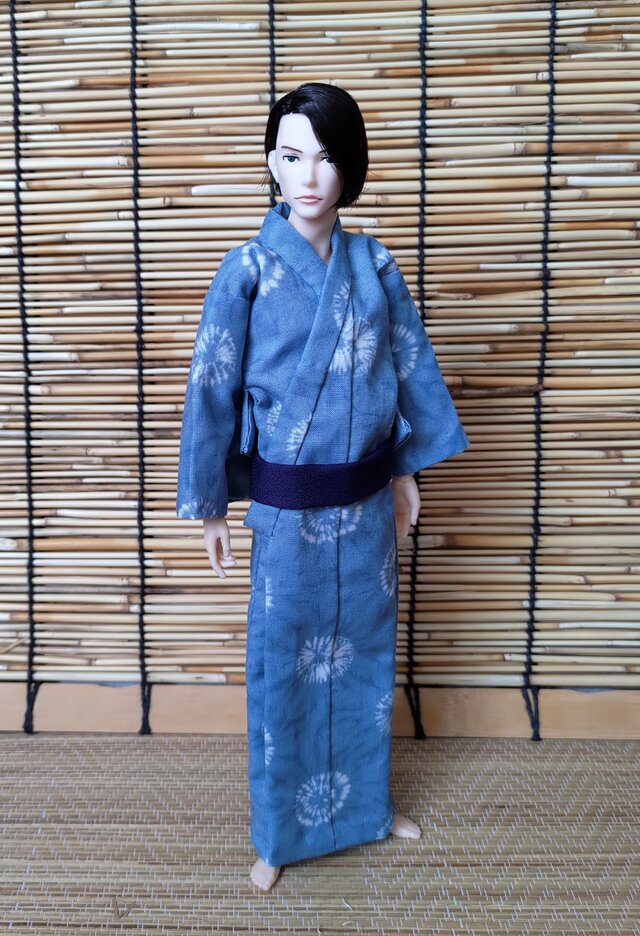 「青涼み…青藍」29cm男子ドール浴衣 | iichi ハンドメイド・クラフト作品・手仕事品の通販