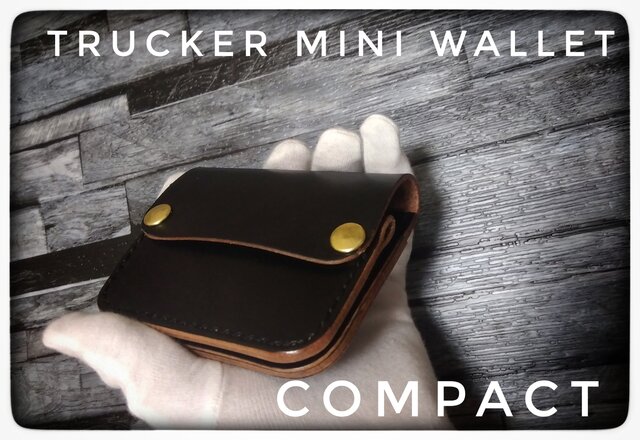 Trucker Mini Wallet COMPACT Saddle Leather | iichi ハンドメイド・クラフト作品・手仕事品の通販