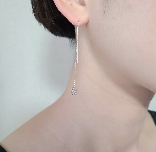 Cube American pierced earrings / SV925≪送料無料≫ | iichi ハンドメイド・クラフト作品・手仕事品の通販