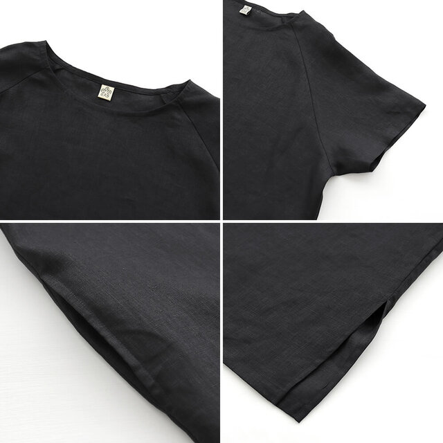 リネンラウンドネックワンピース 大人のゆったりワンピ （ブラック）OP19 | iichi ハンドメイド・クラフト作品・手仕事品の通販