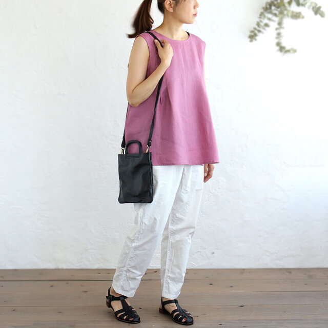 リネン ノースリーブブラウス drop （ダスティピンク）TP25 | iichi 日々の暮らしを心地よくするハンドメイドやアンティークのマーケットプレイス