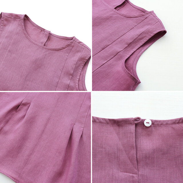 リネン ノースリーブブラウス drop （ダスティピンク）TP25 | iichi 日々の暮らしを心地よくするハンドメイドやアンティークのマーケットプレイス