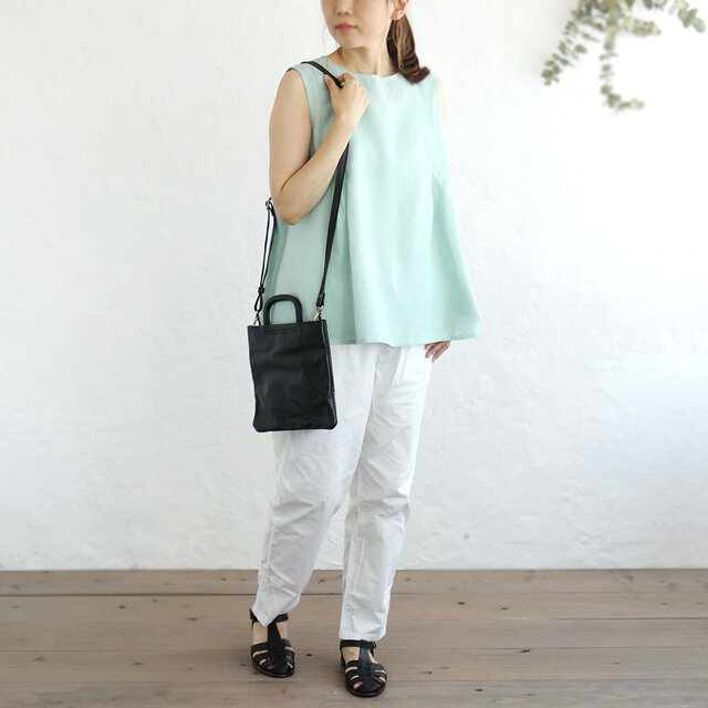 リネン ノースリーブブラウス drop （セージグリーン）TP25 | iichi ハンドメイド・クラフト作品・手仕事品の通販