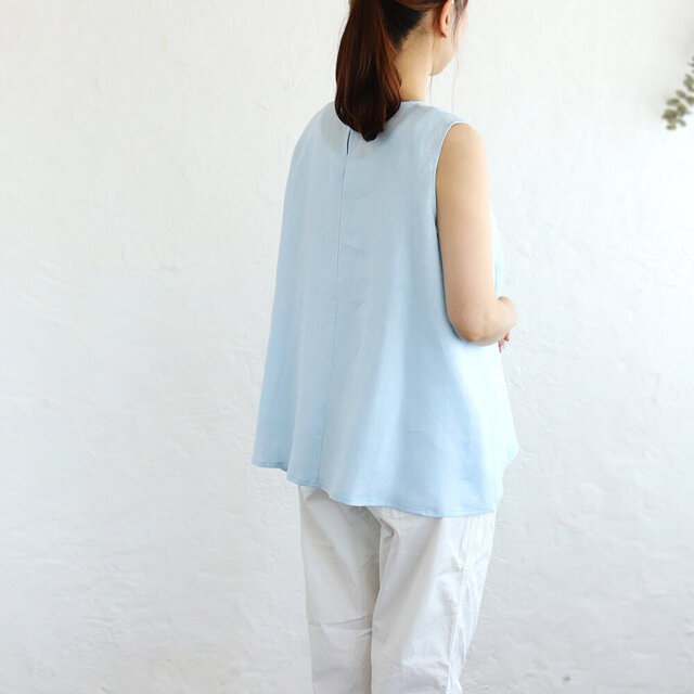 リネン ノースリーブブラウス drop （ペールブルー）TP25 | iichi ハンドメイド・クラフト作品・手仕事品の通販