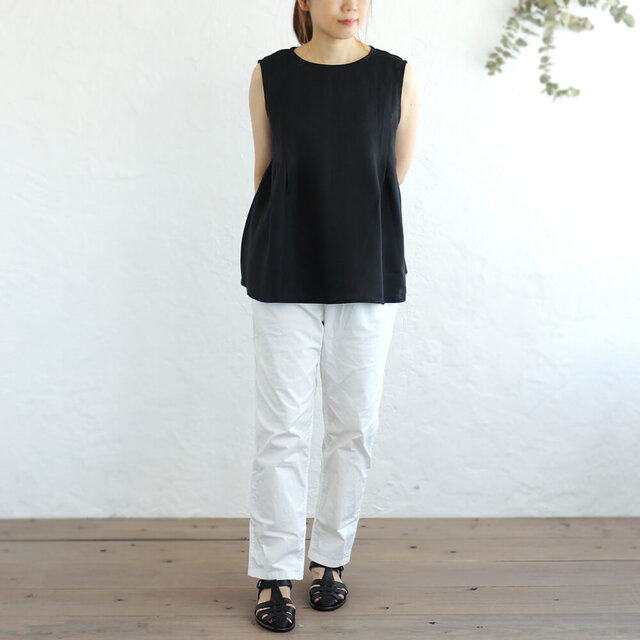 リネン ノースリーブブラウス drop （ブラック）TP25 | iichi ハンドメイド・クラフト作品・手仕事品の通販