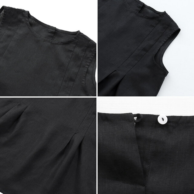 リネン ノースリーブブラウス drop （ブラック）TP25 | iichi ハンドメイド・クラフト作品・手仕事品の通販