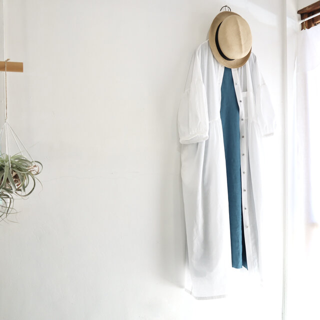 balloon sleeve gather dress (organic cotton) | iichi ハンドメイド・クラフト作品・手仕事品の通販