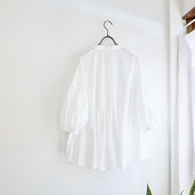 balloon sleeve gather blouse (organic cotton) | iichi ハンドメイド・クラフト作品・手仕事品の通販