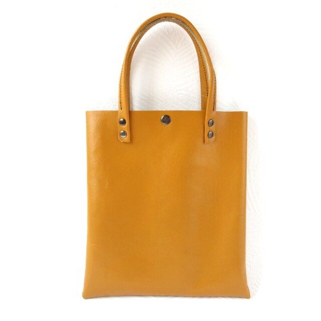 《牛革》ちょい持ちミニトート♪オレンジブラウン・ワンレザー仕上げ・0262 | iichi ハンドメイド・クラフト作品・手仕事品の通販