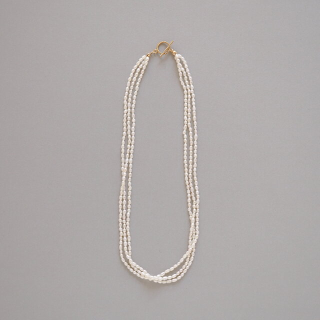 〔14kgf〕3ライン淡水ライスパールネックレス(TM-N053) | iichi ハンドメイド・クラフト作品・手仕事品の通販
