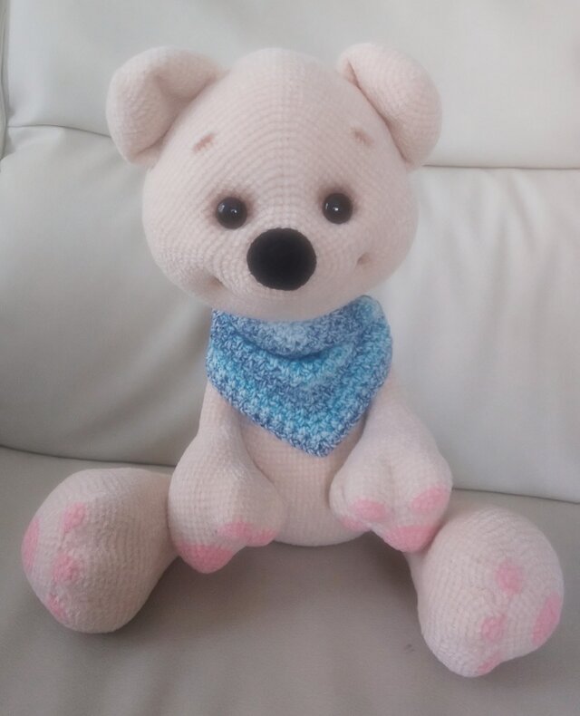 もこもこ編みぐるみ☆ソフティベア☆スマイルベア | iichi ハンドメイド・クラフト作品・手仕事品の通販