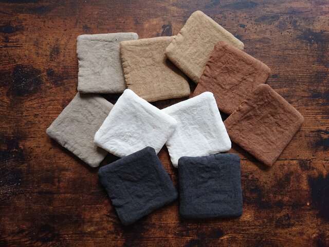 リネンにすてっちのコースター ”with coffee ” | iichi 日々の暮らしを心地よくするハンドメイドやアンティークのマーケットプレイス