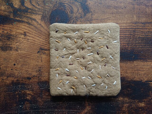 リネンにすてっちのコースター ”with coffee ” | iichi ハンドメイド・クラフト作品・手仕事品の通販