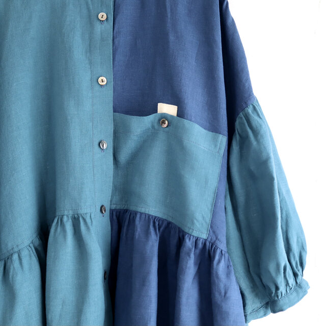 balloon sleeve gather blouse ( umi ) | iichi ハンドメイド・クラフト作品・手仕事品の通販