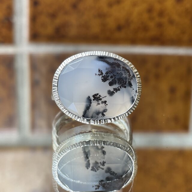 デンドリティックアゲート 絵画のような天然石 オーバル立体カット シルバーSV925リング | iichi ハンドメイド・クラフト作品・手仕事品の通販