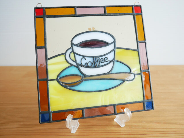 ステンドグラスパネル コーヒー 15cm | iichi ハンドメイド・クラフト作品・手仕事品の通販