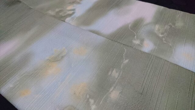 創作帯☆角帯 リバーシブルぼかしに葉っぱ模様 巾約11cm | iichi ハンドメイド・クラフト作品・手仕事品の通販