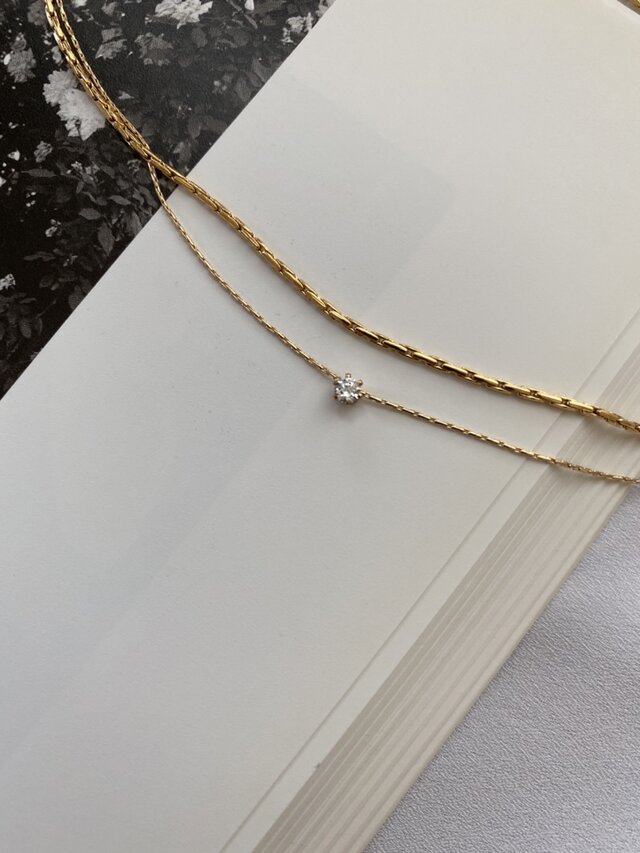 14kgf 【AAA CZ】3mm 40cm Chain Necklaces | iichi ハンドメイド・クラフト作品・手仕事品の通販