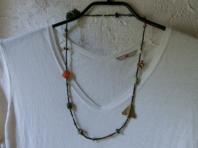happy price＊RIN＋NEネックレス。@アフリカの真鍮色々＋ターコイズ＋カーネリアン＋インド宝来鈴＋古いビーズ色々 | iichi 日々の暮らしを心地よくするハンドメイドや ...