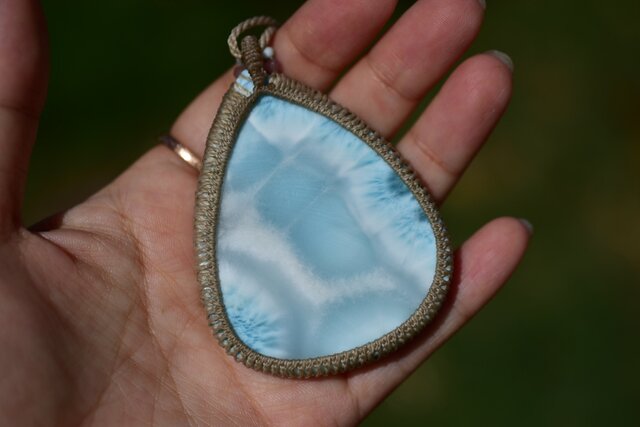 特大★ラリマー マクラメペンダント617 | iichi ハンドメイド・クラフト作品・手仕事品の通販